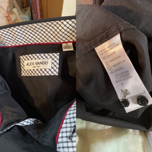Alex Vando | Shirts | Alex Vando Black Button Down Dress Shirt Xl ...